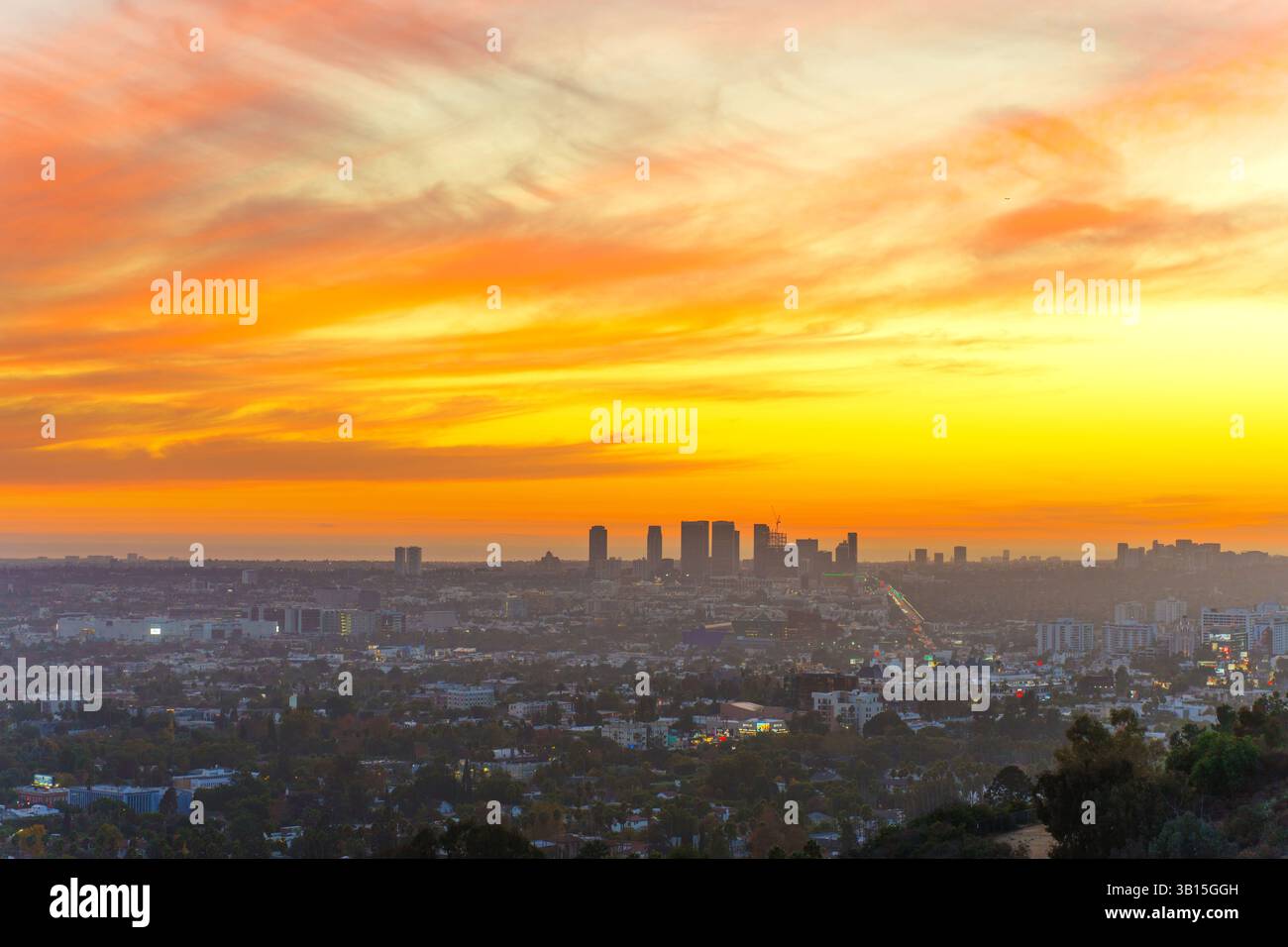 Los Angeles, California - December 3, 2024: Los Angeles skyline at ...