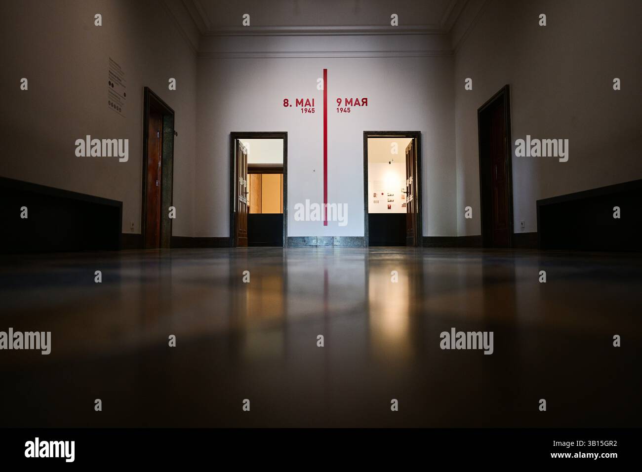 PRODUCTION - 24 April 2025, Berlin: "May 8" is written in German and ...