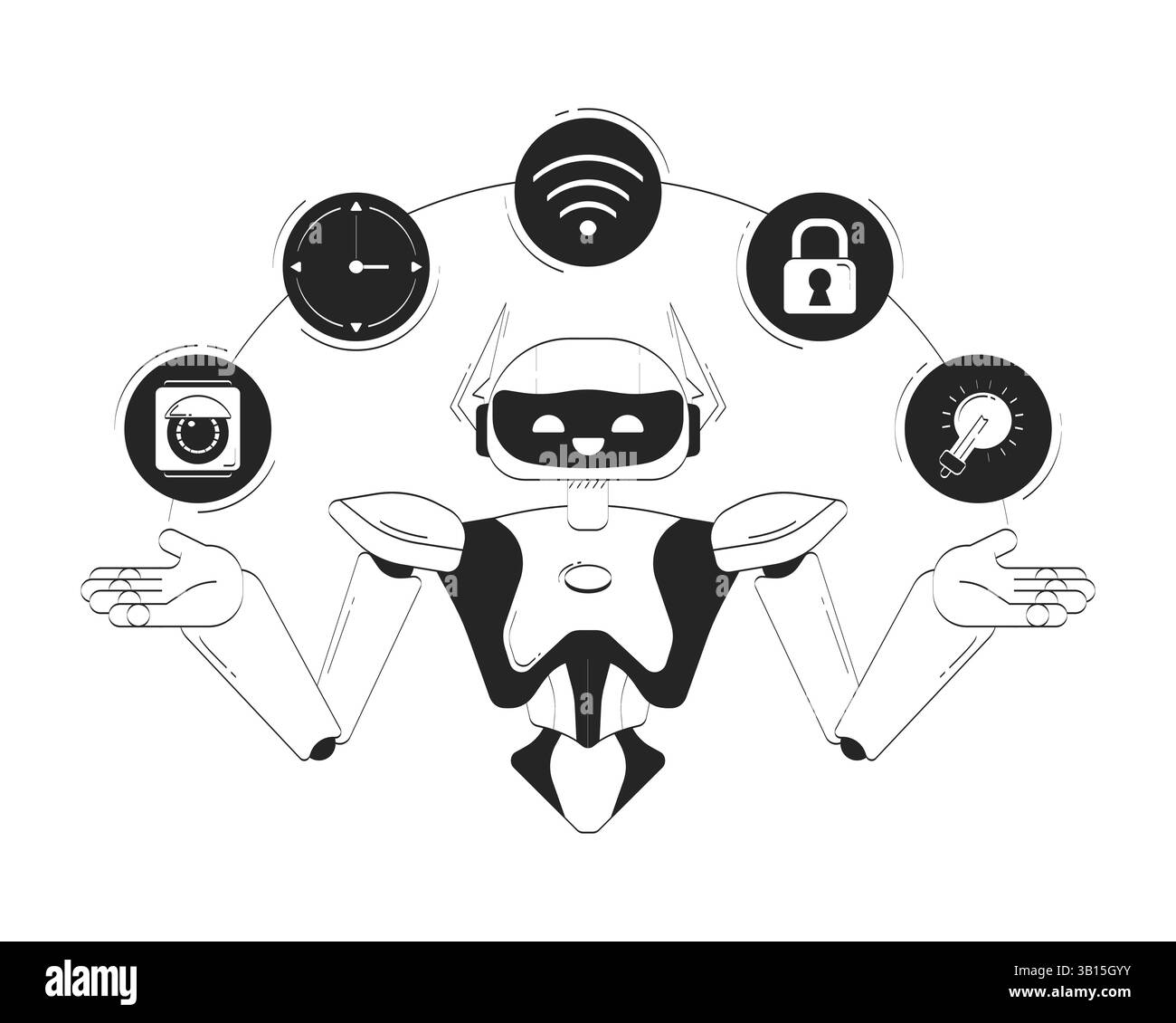 AI in smart home doodle line illustration concept Stock Vector Image ...