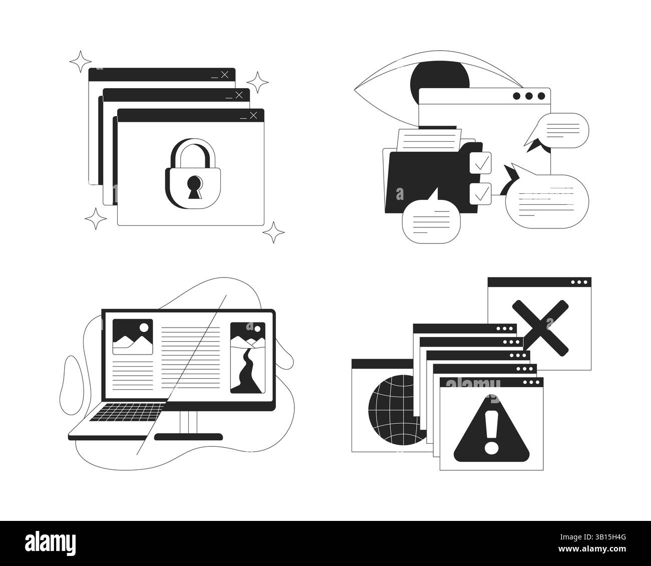 Privacy, content management, system errors line onboarding ui ...