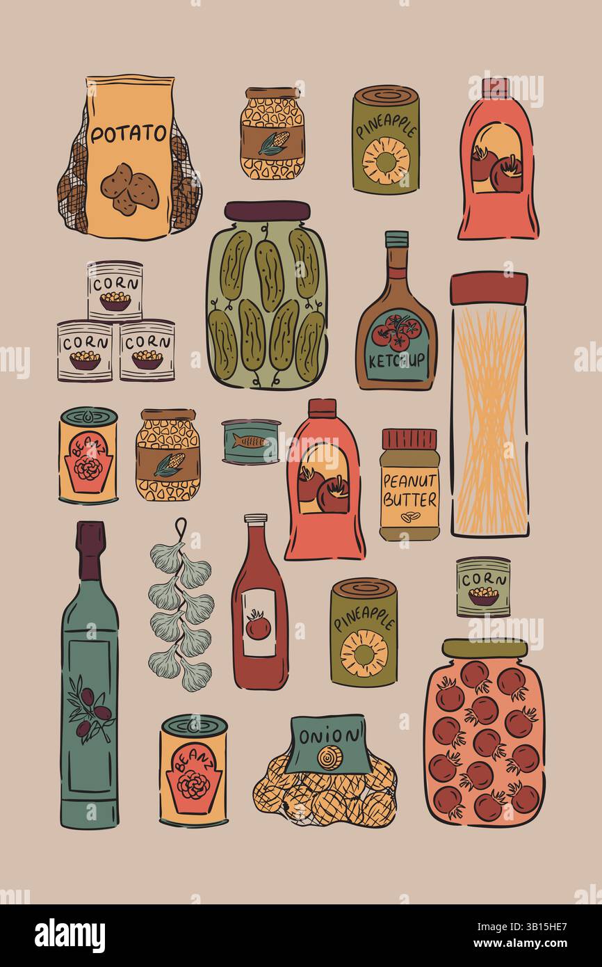 Illustration of pantry essentials Stock Vector Image & Art - Alamy