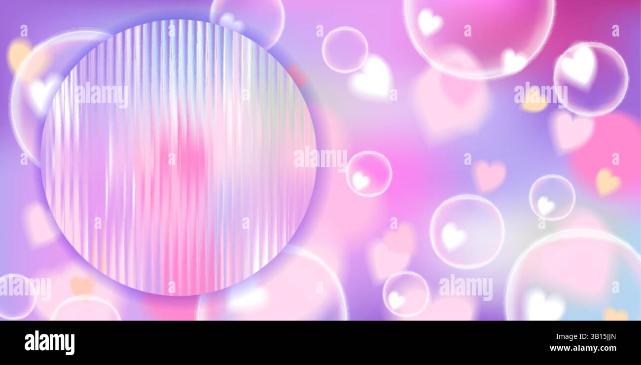Dreamy pastel background with glass distortion effect and floating heart bubbles Stock Vector ...