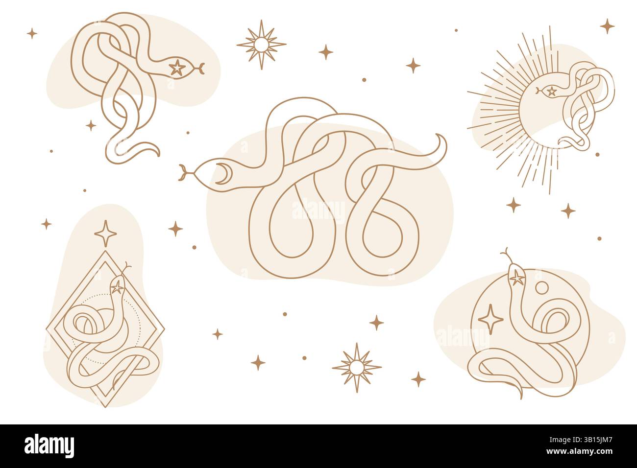 Mystic magic reptiles silhouette snakes. Vector illustration. Astrology ...