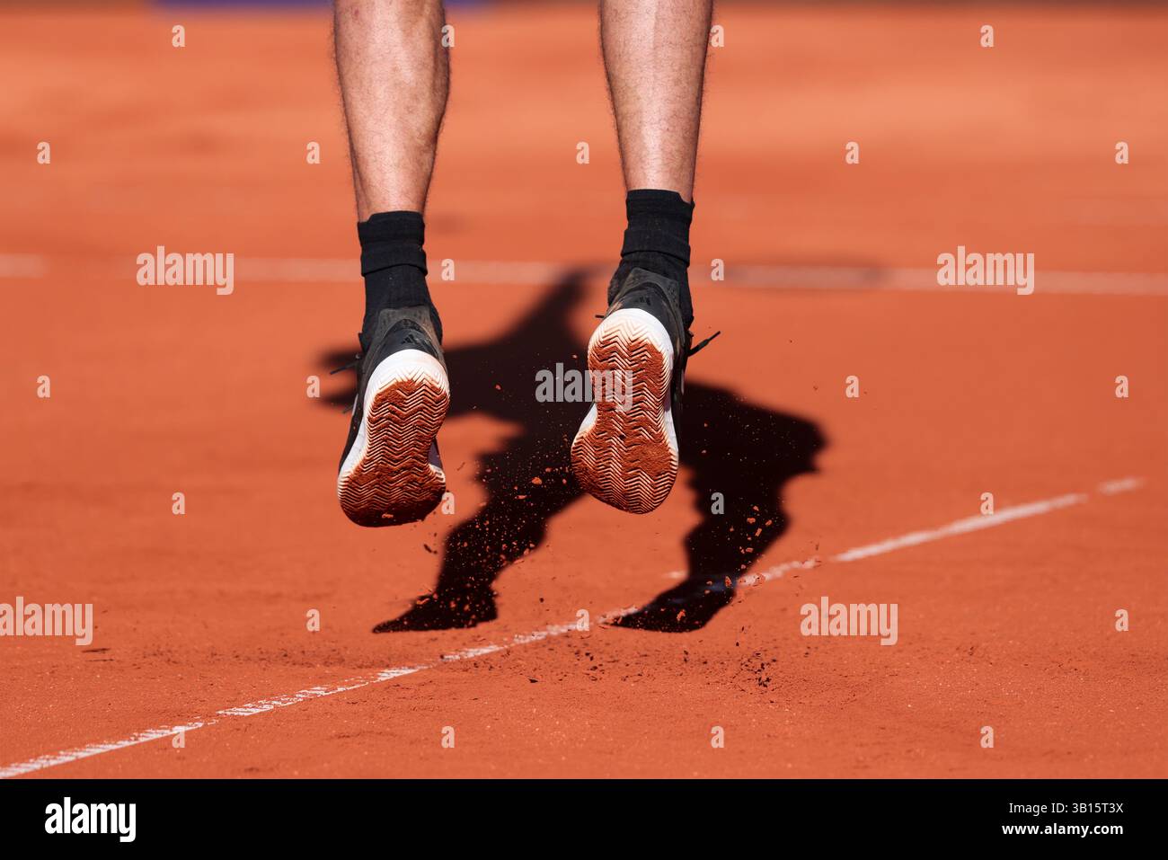Feet and shadow of tennis player Alexander Zverev (GER) during a a ...