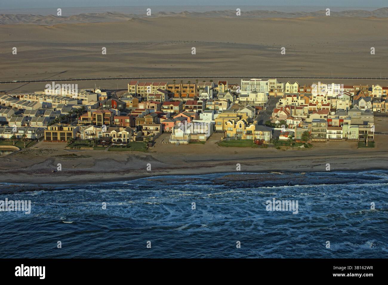 Aerial view of Walvis Bay, Skeleton Coast, Namib Desert, Namibia ...