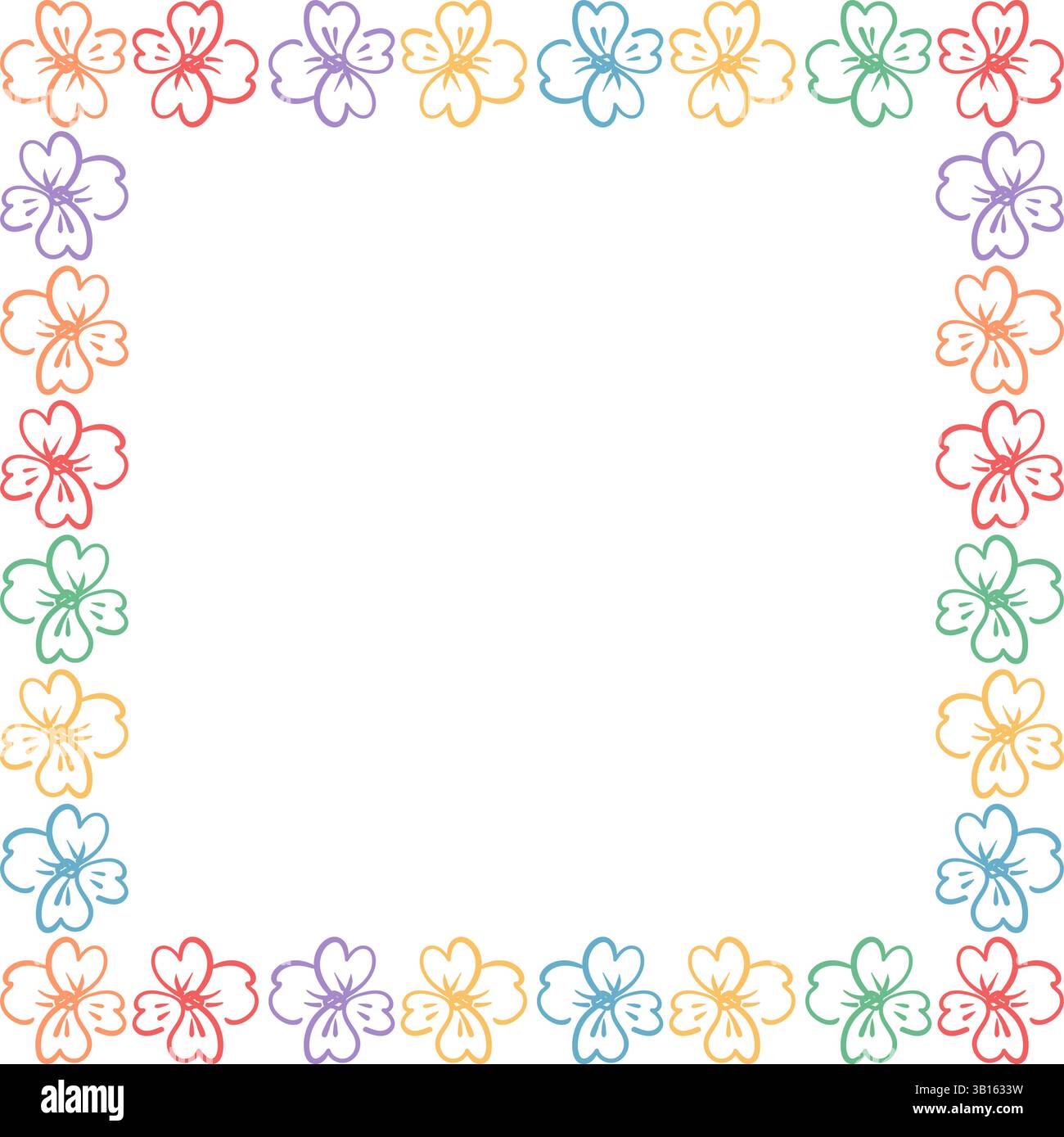 Baby shower frame. Doodle frame with colorful flower template. Cute ...