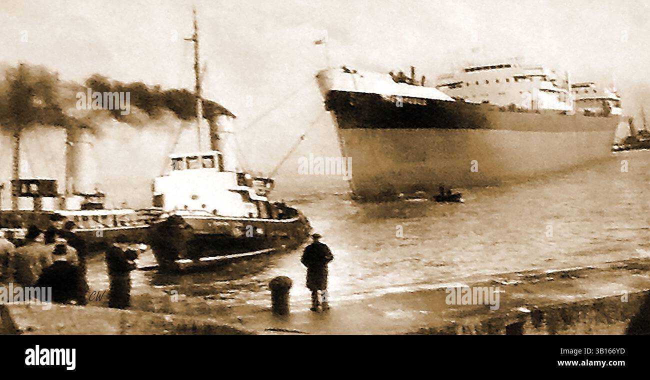 Launch of the Shell tanker Hemifusus at Birkenhead (1953) by Lady Maud ...