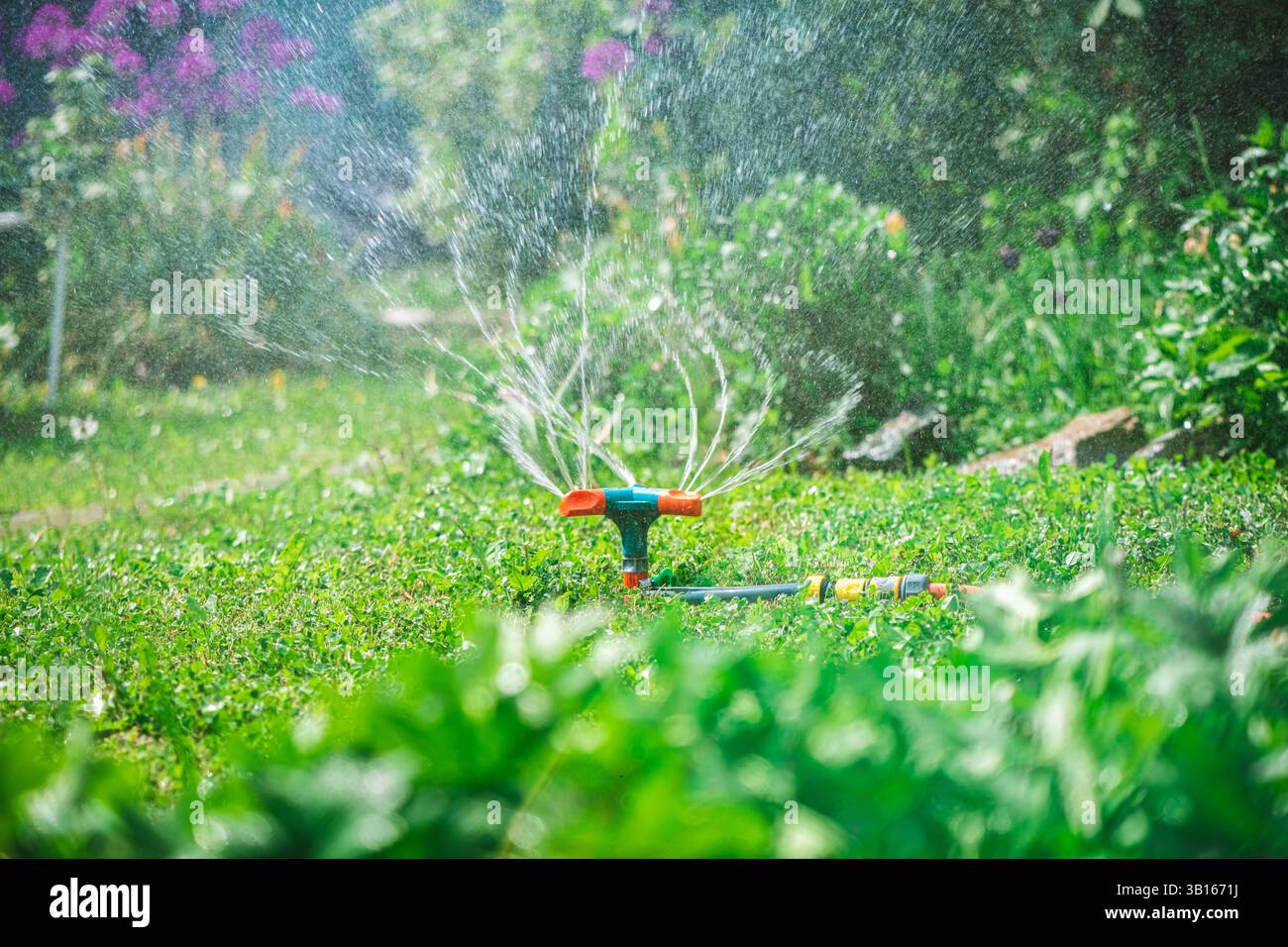 Landscape automatic garden watering system with different rotating ...