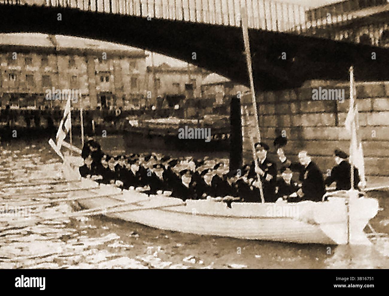 1953 - Ceremonial gathering of Admirals and Captains in a whaleboat ...