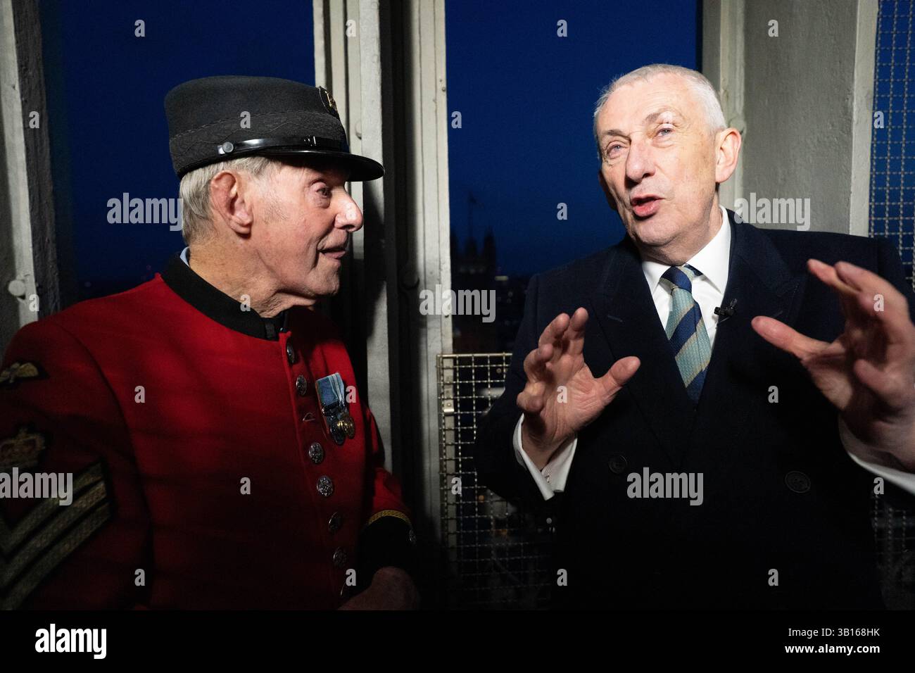 Sir Lindsay Hoyle, Speaker of the House of Commons, speaks with Chelsea ...