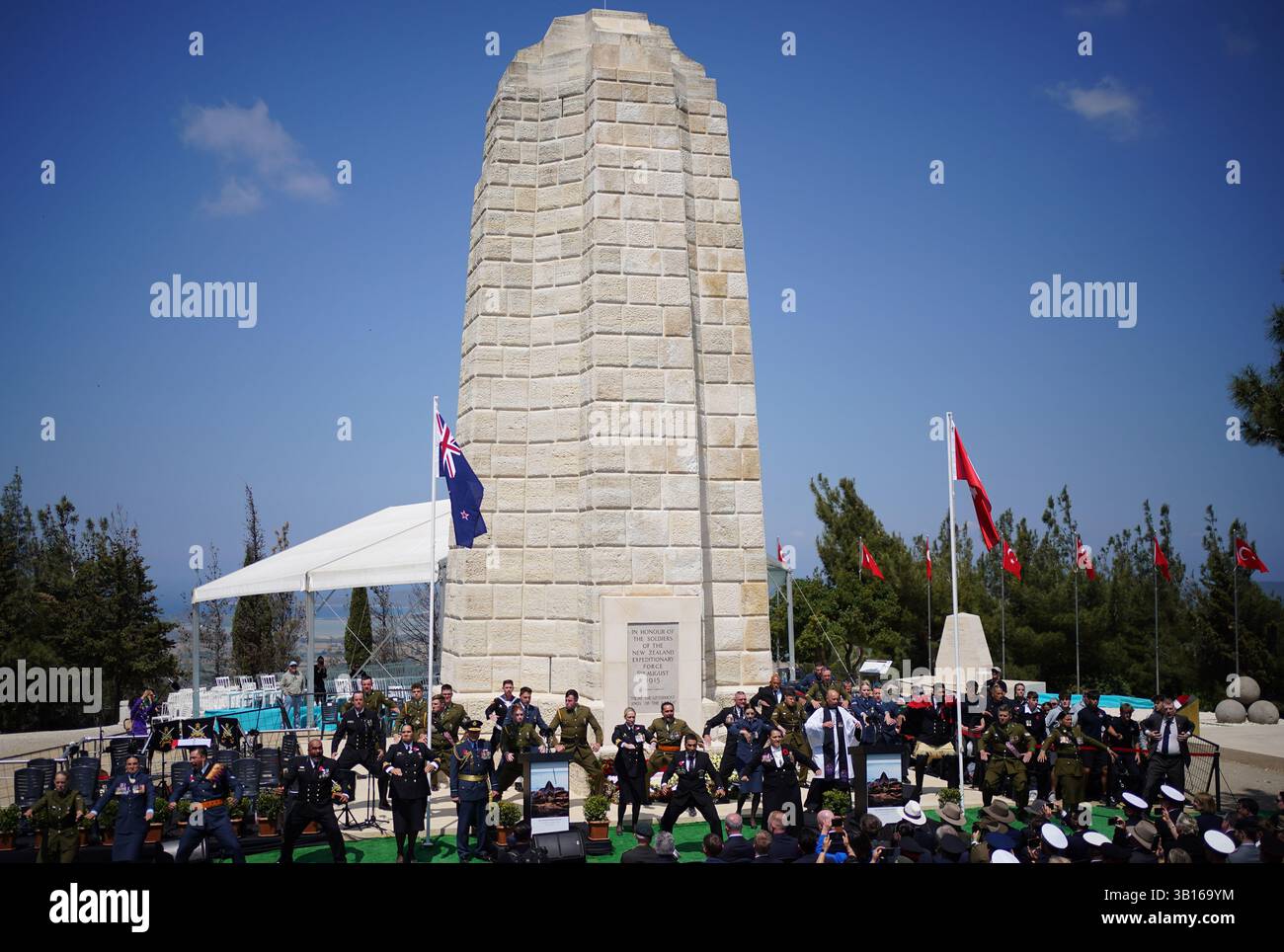A haka is performed during the New Zealand Memorial service attended by ...