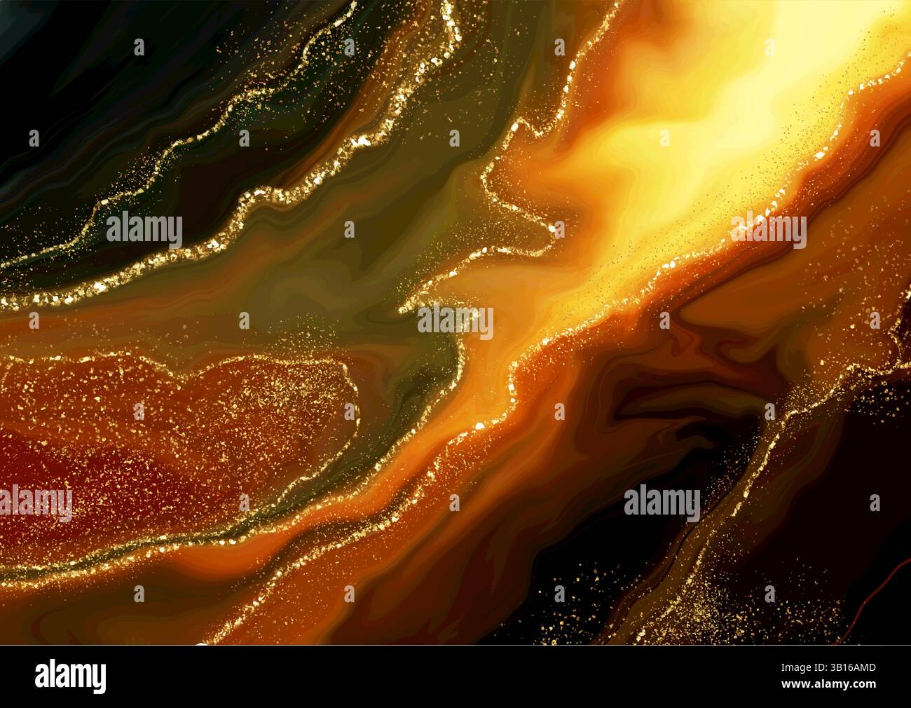 abstract liquid marble design background with sparkling gold glitter ...
