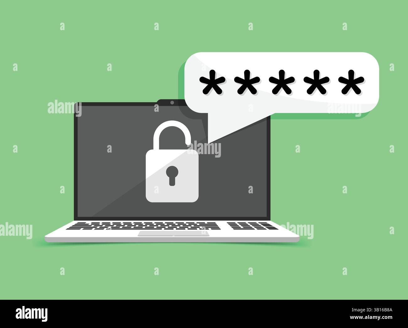 Laptop With Account Login Icon In Flat Style Password Form Page Vector
