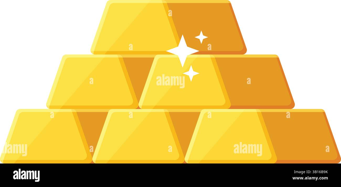 Gold bar stack icon in flat style. Golden ingot vector illustration on isolated background ...