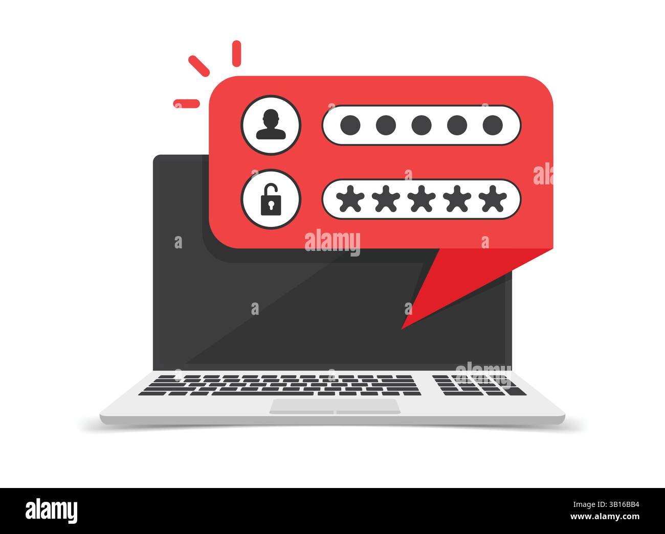 Laptop With Account Login Icon In Flat Style Password Form Page Vector