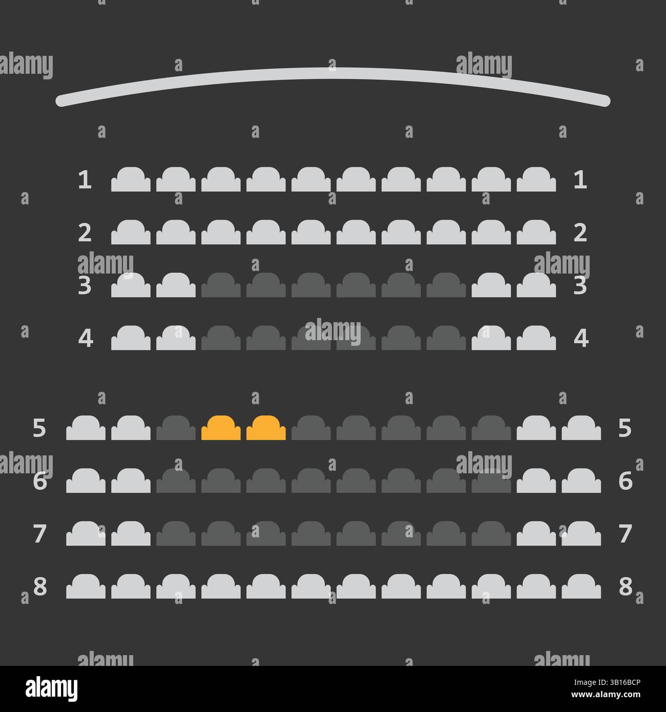 Seat cinema scheme icon in flat style. Online booking ticket vector ...