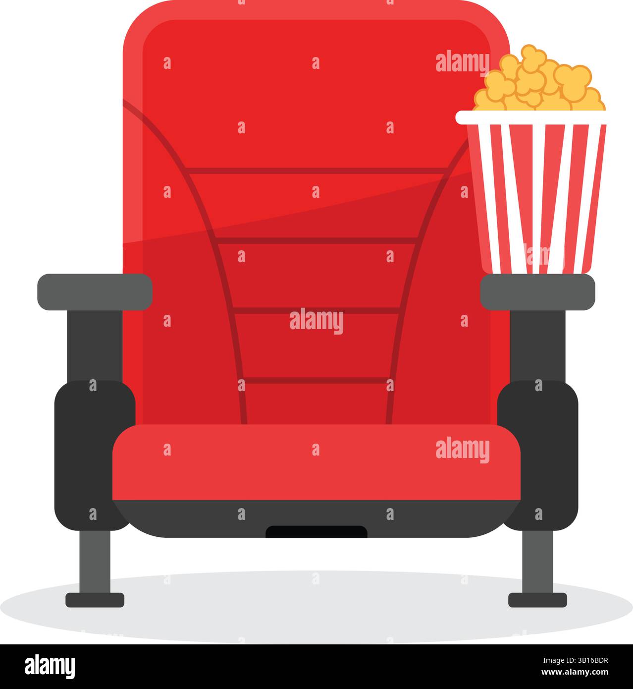 Movie seat with popcorn icon in flat style. Theater armchair vector ...