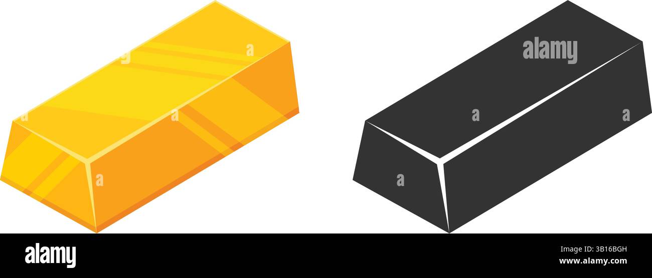 Gold bar stack icon in flat style. Golden ingot vector illustration on ...