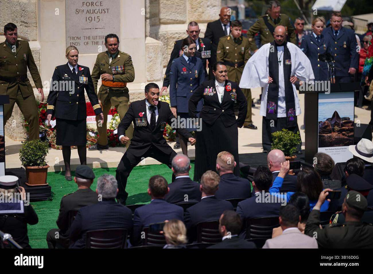 A haka is performed during the New Zealand Memorial service attended by ...