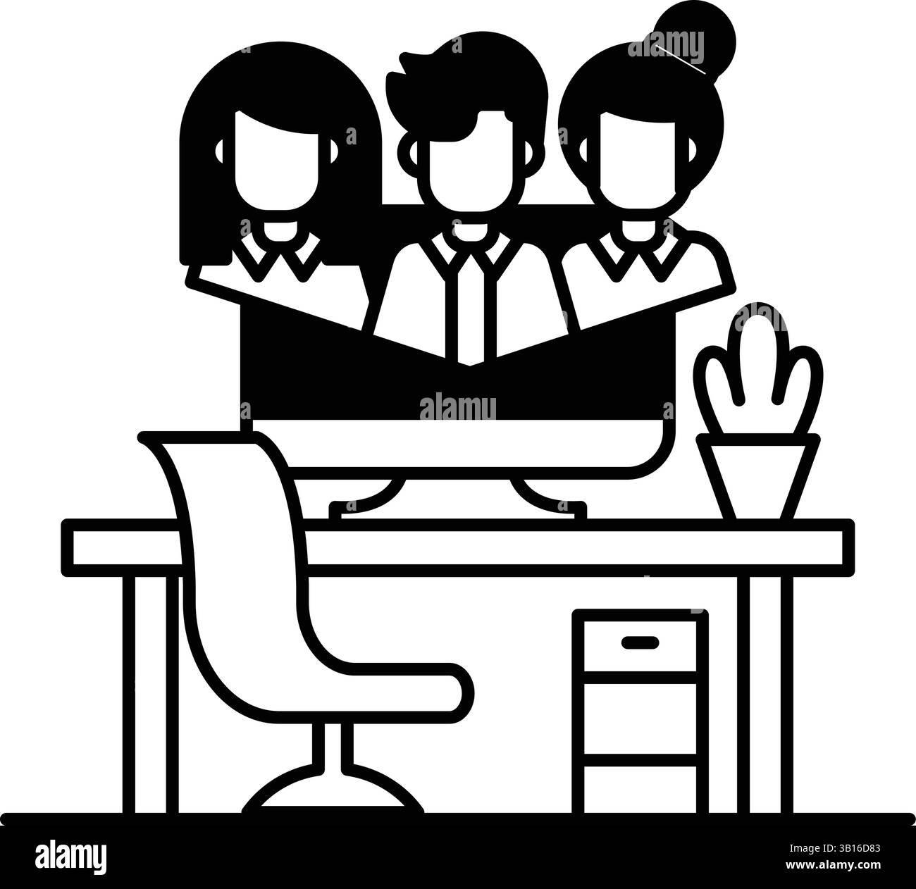 A group of people are shown on a computer monitor, with one person ...