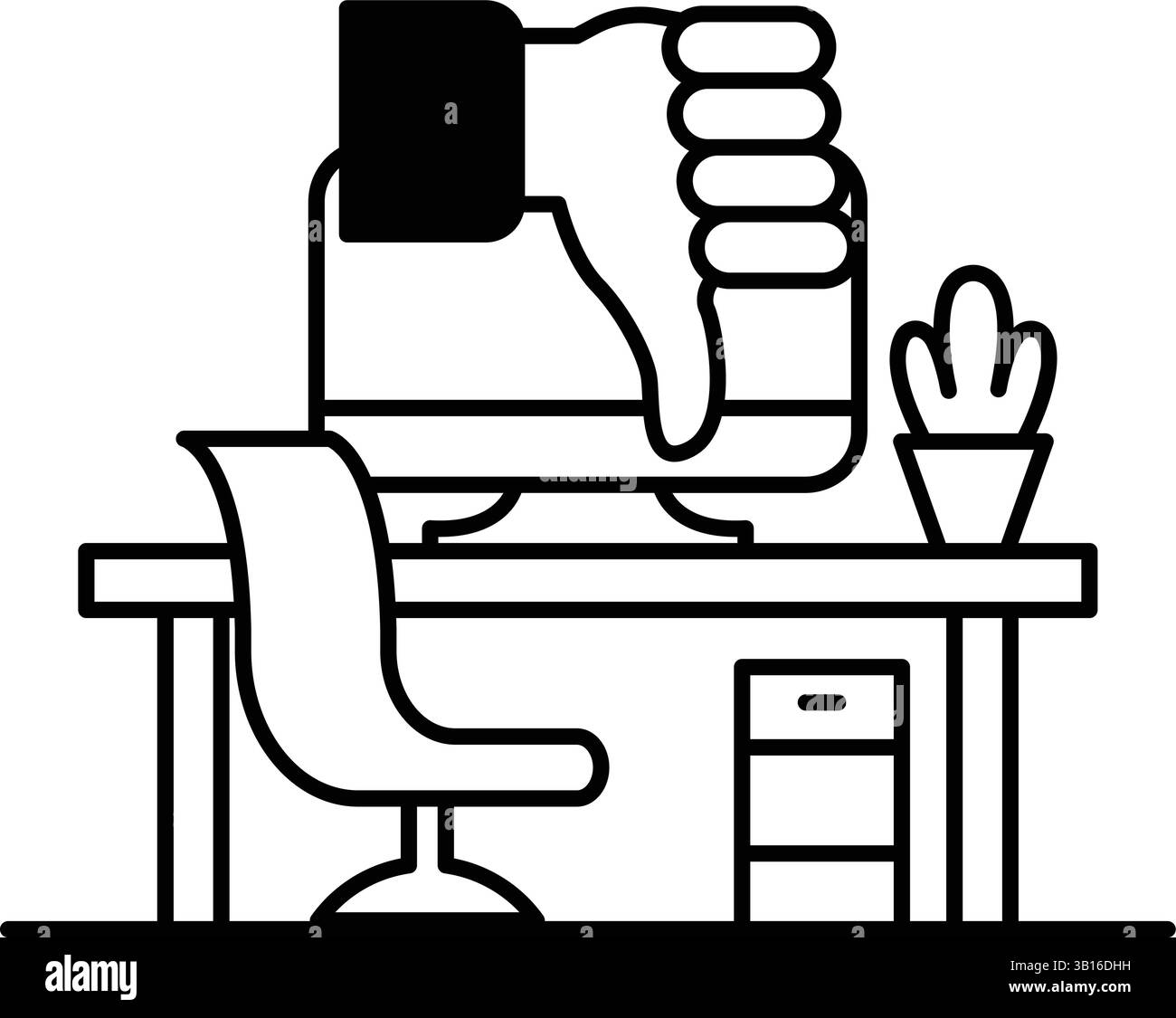 A hand is giving a thumbs down to a computer monitor Stock Vector Image ...