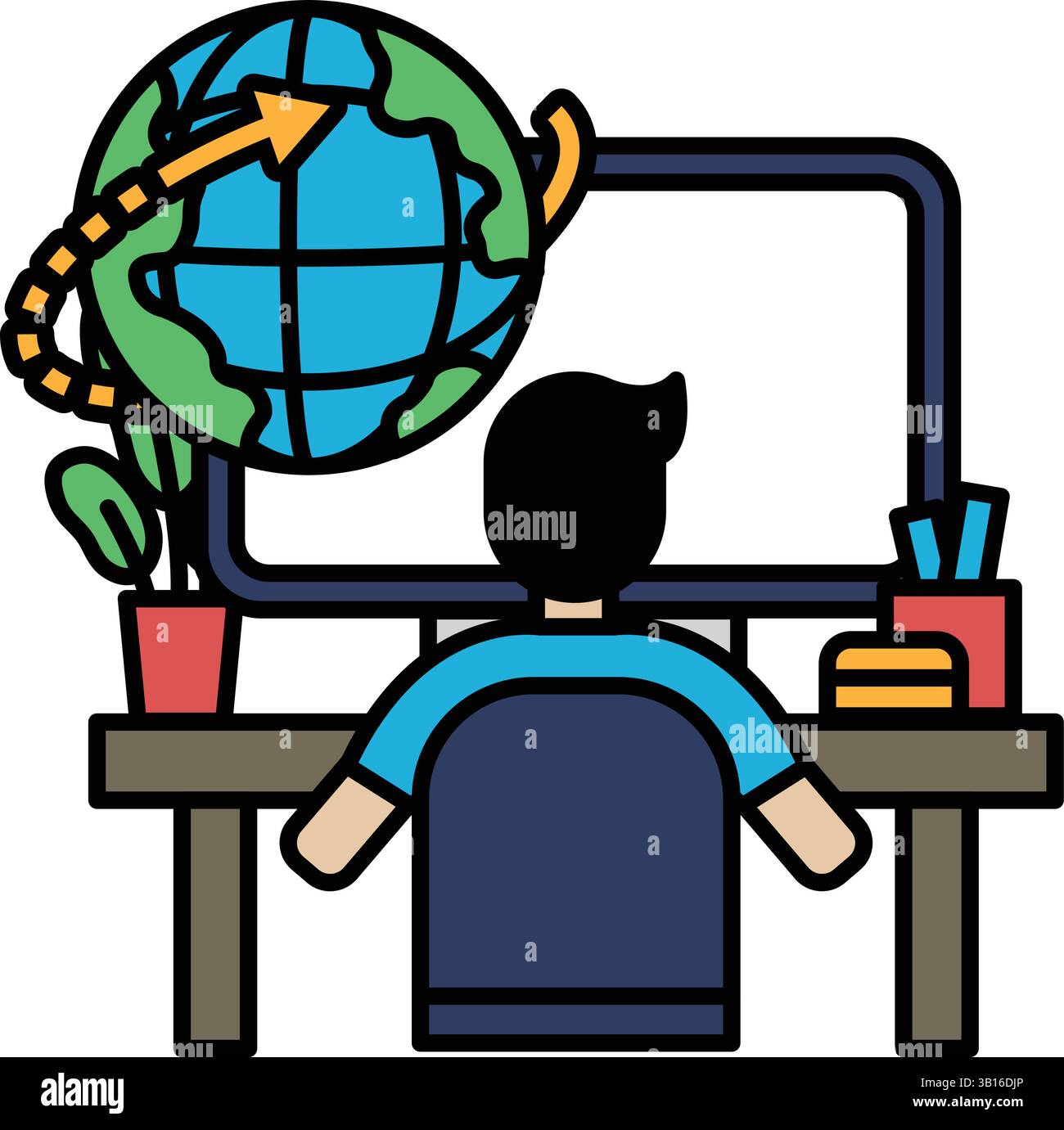 Man studying globe Stock Vector Images - Alamy