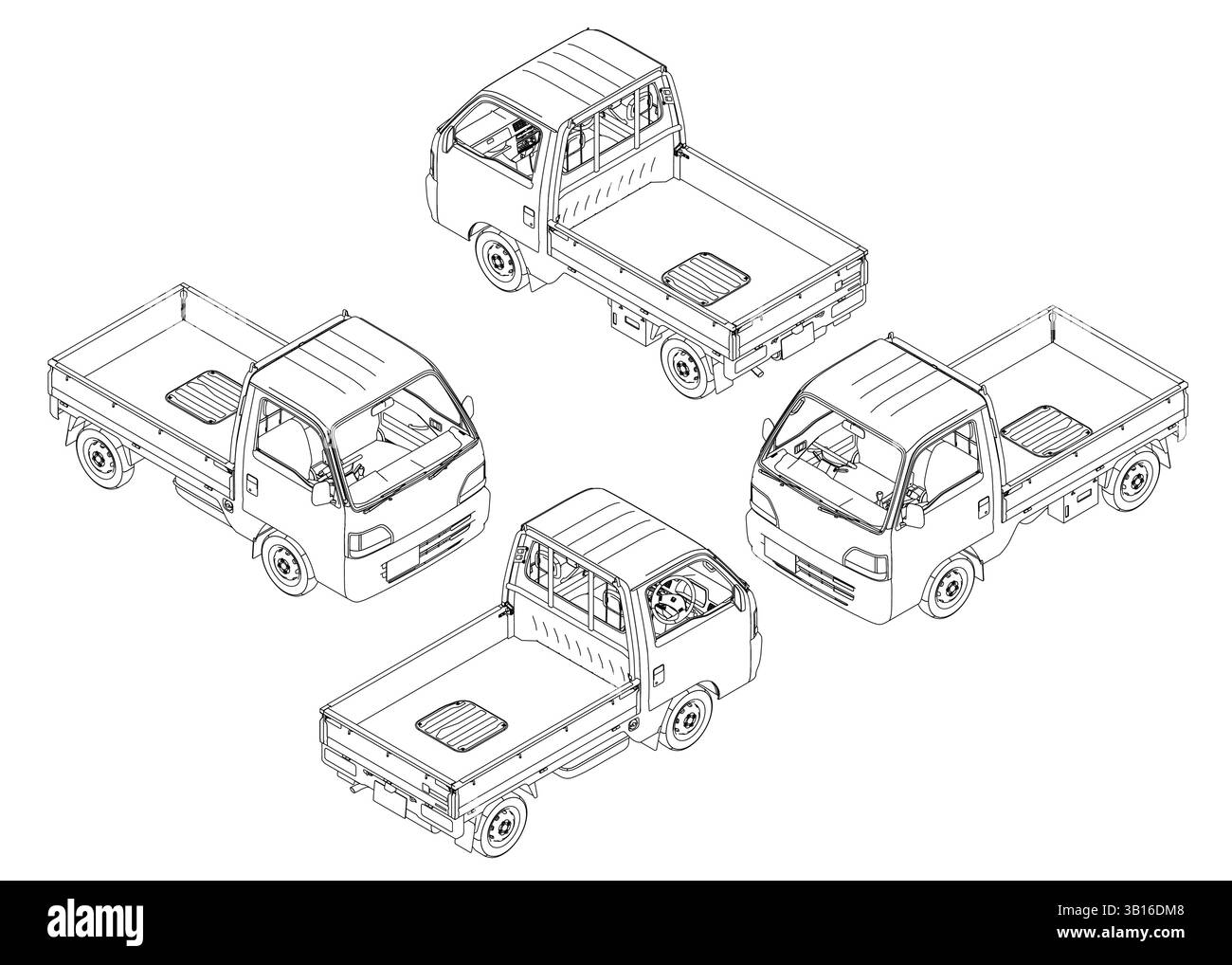 Four same trucks are shown in a grid. The trucks are all the same size ...