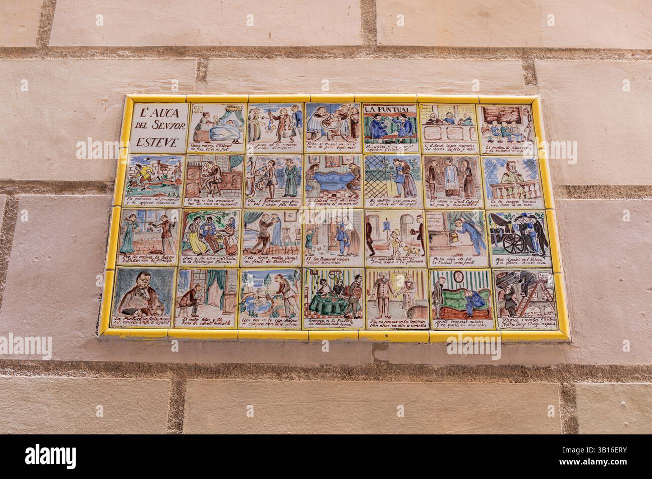 Hand painted Spanish tiles Barcelona, Spain Stock Photo - Alamy