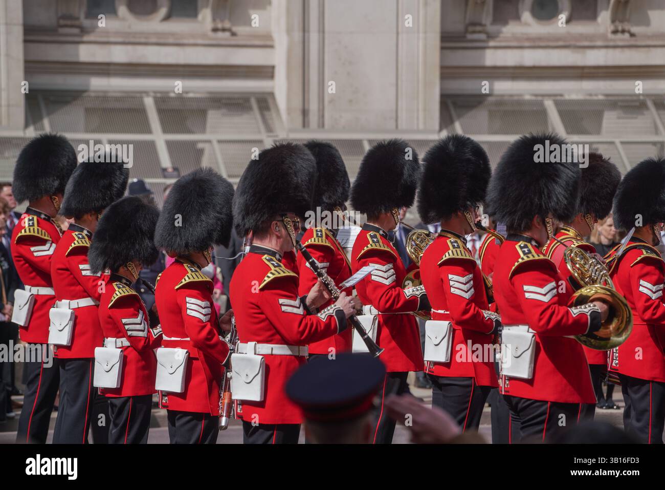 London UK 25 April 2025. The band of the Scots Guards perform at a ...