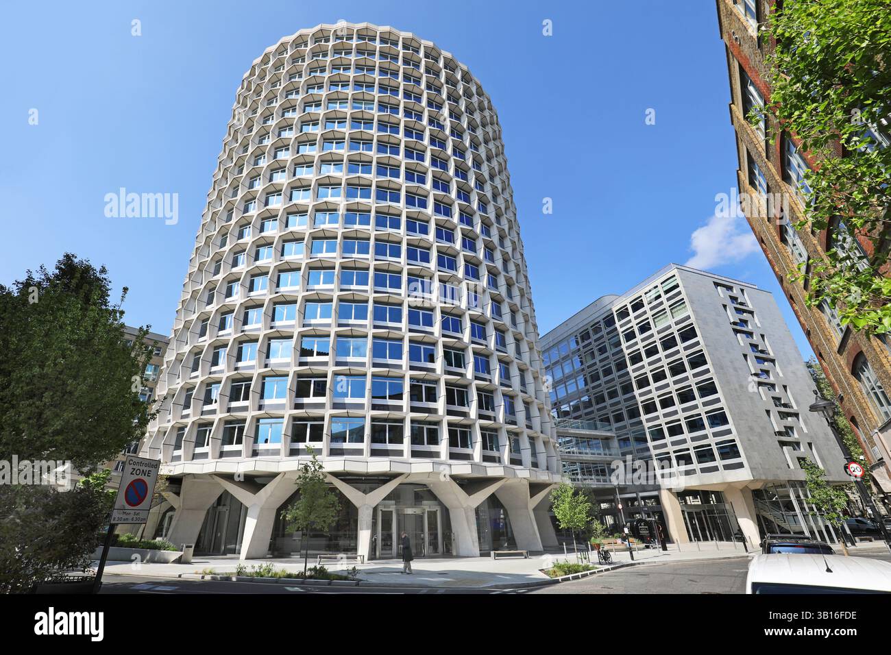 Wide-angle view of Space House, One Kemble Street, London. The newly refurbished, iconic 1960s ...