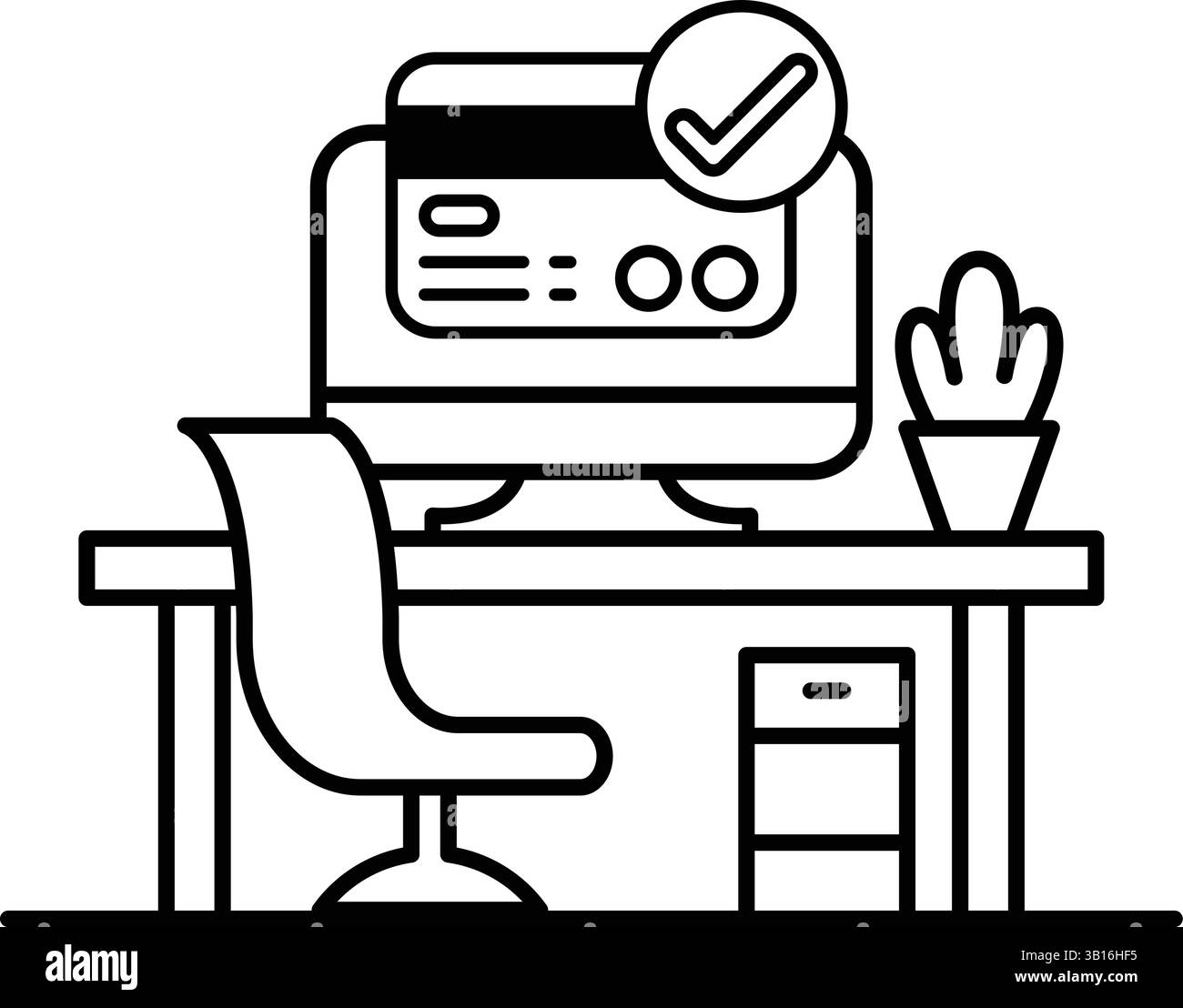 A computer monitor with a credit card on it and a check mark Stock Vector Image & Art - Alamy