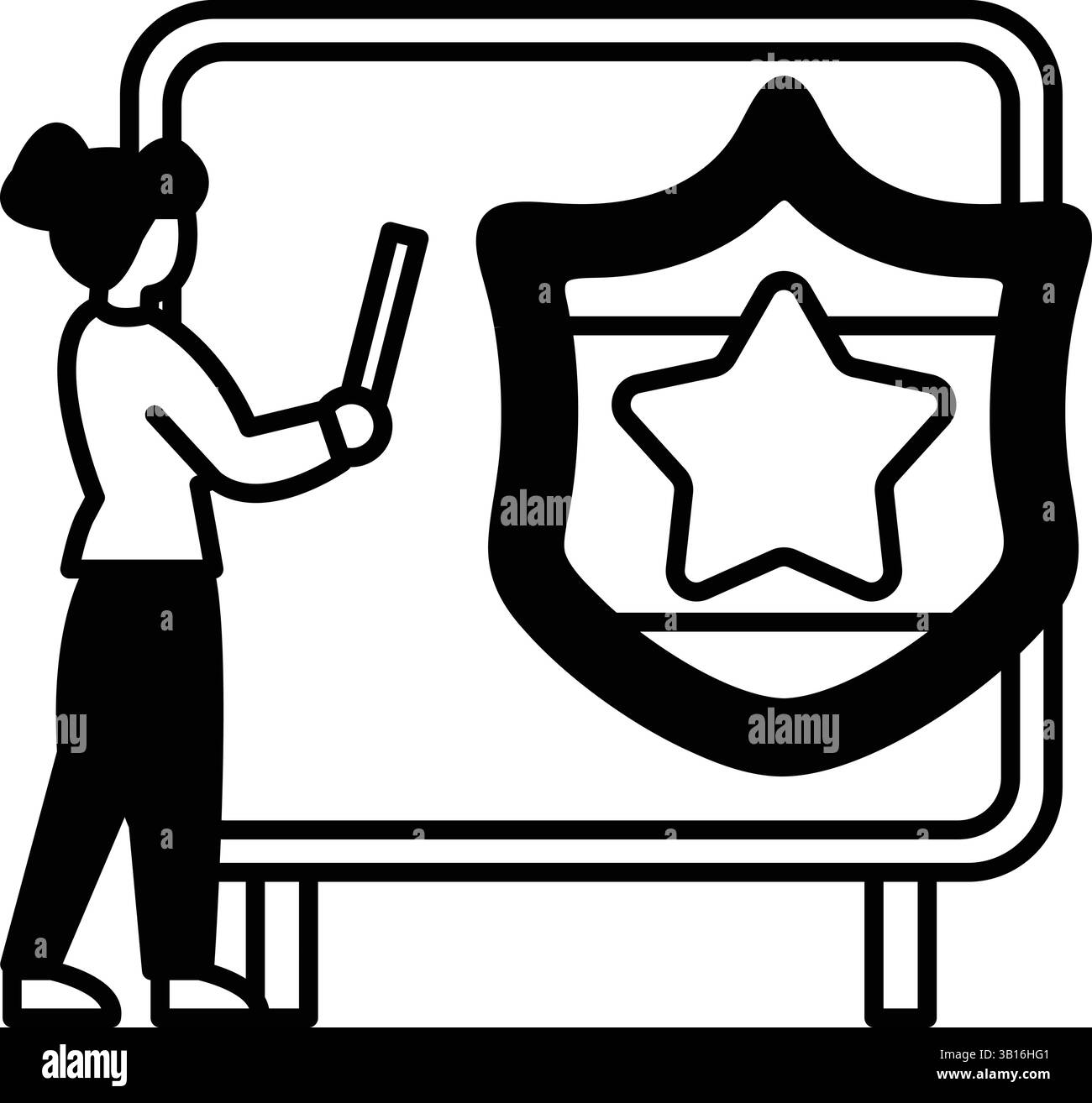 Woman drawing shield star hi-res stock photography and images - Alamy