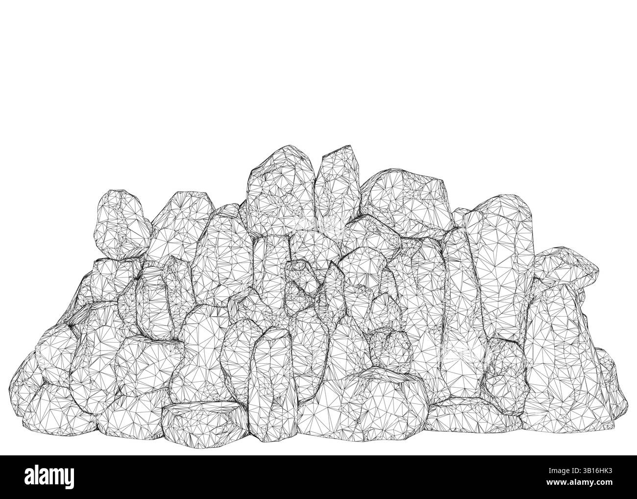 A pile of rocks is shown in black and white. The rocks are piled up in ...