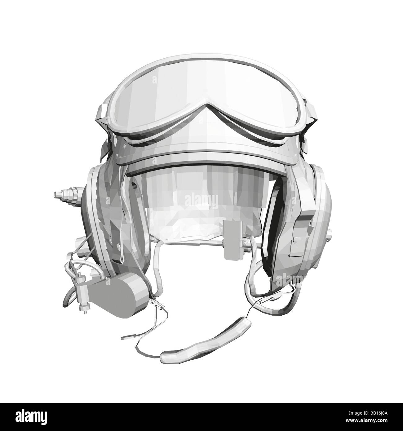 A white helmet with goggles and a microphone. The helmet is designed ...