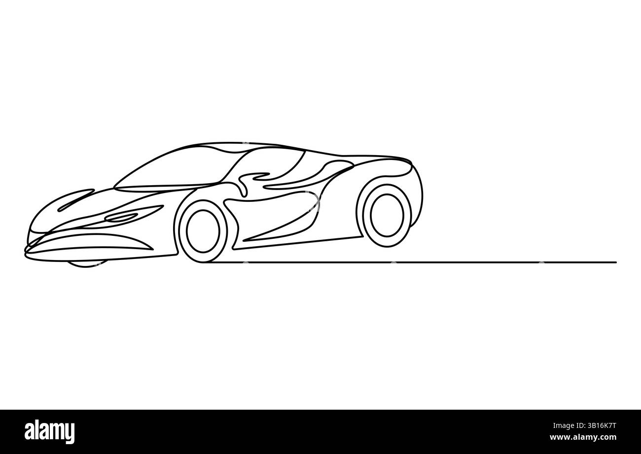Continuous one line drawing of modern sport car, Abstract small car ...