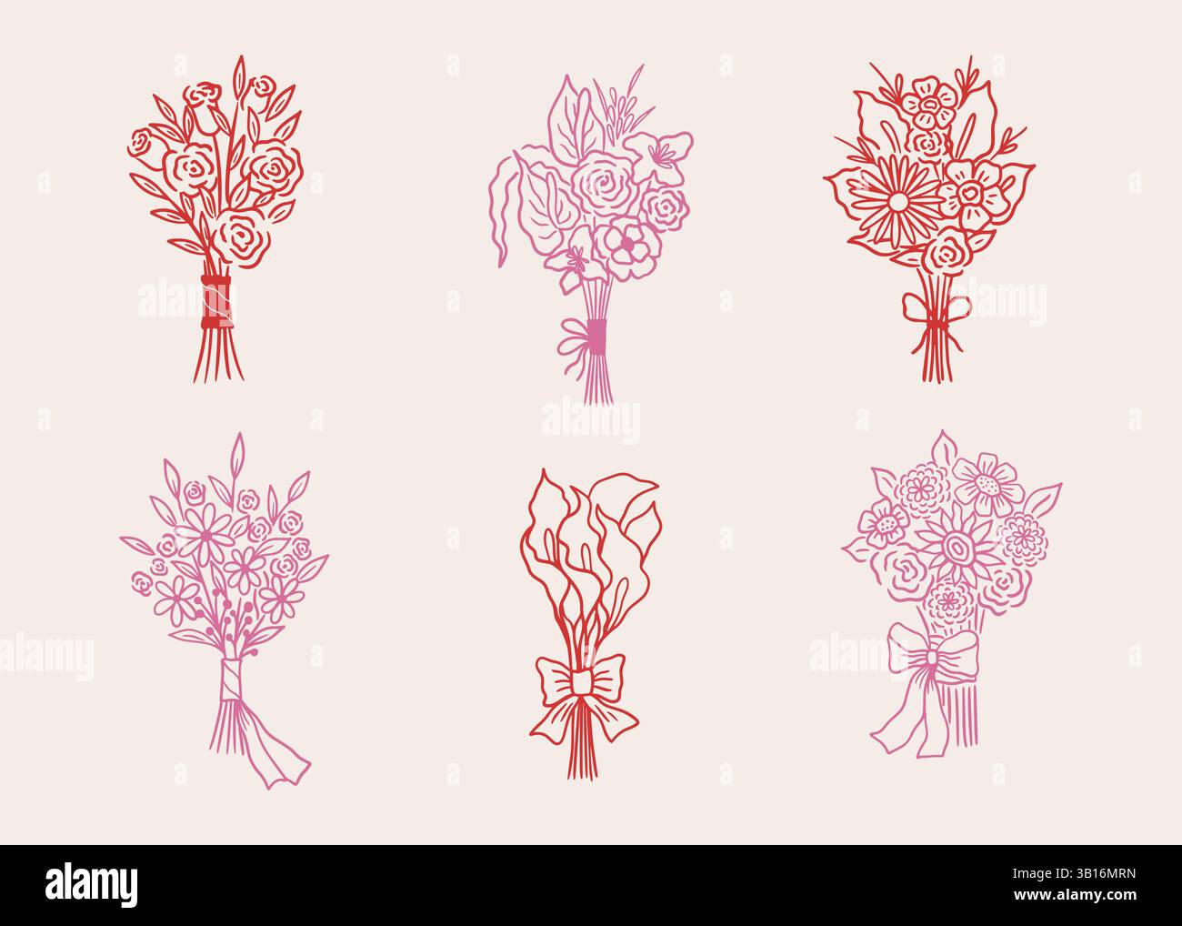 Hand drawn bouquet flowers lily hi-res stock photography and images - Alamy