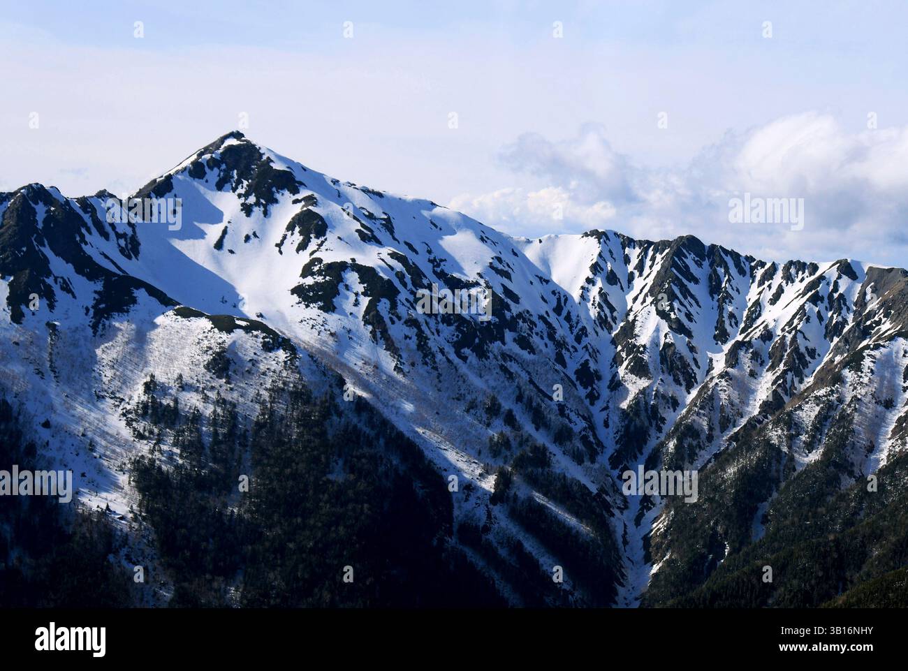 An aerial photo shows Mount Kita in Yamanashi Prefecture on April 24 ...