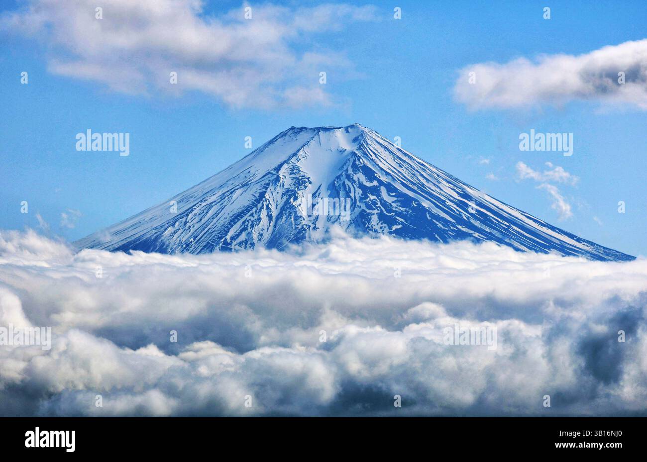 An aerial photo shows Mount Fuji in Yamanashi Prefecture on April 24 ...