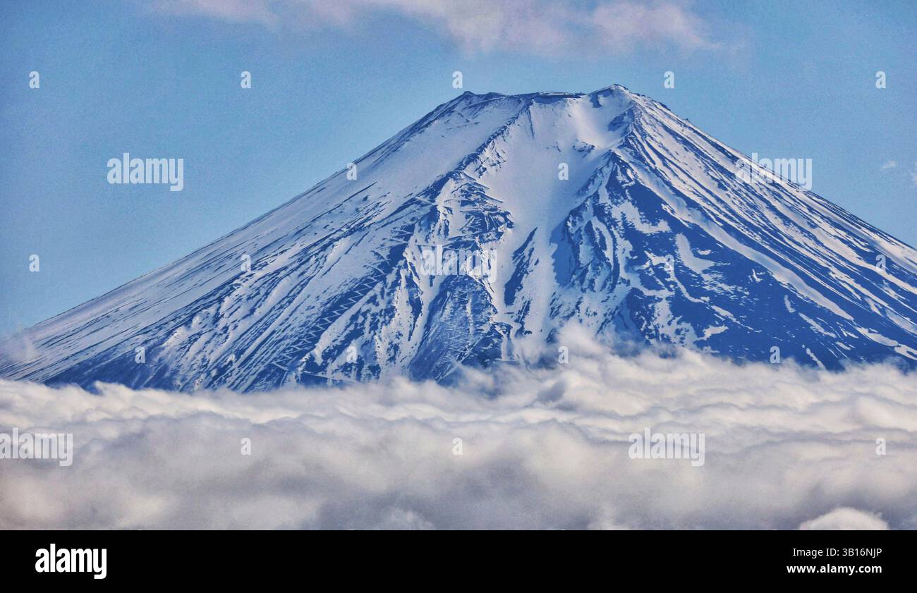An aerial photo shows Mount Fuji in Yamanashi Prefecture on April 24 ...