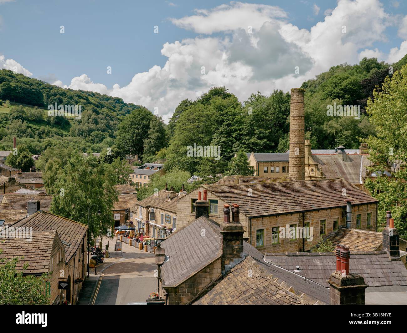 The summer architecture of Hebden Bridge, Calderdale, West Yorkshire ...