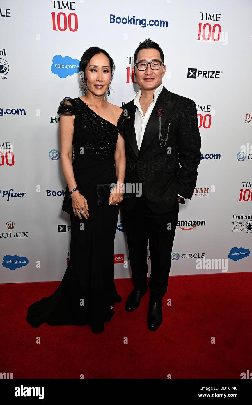 Daniel Dae Kim and wife Mia Kim attend the 2025 TIME 100 Most Influential People NYC Gala on ...
