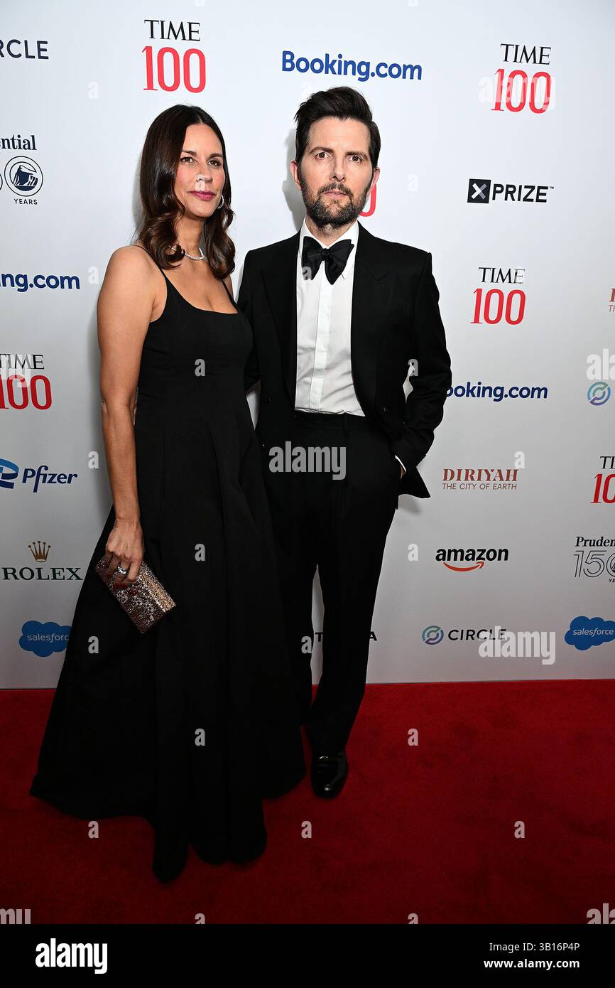 Adam Scott and wife Naomi Scott attend the 2025 TIME 100 Most Influential People NYC Gala on ...