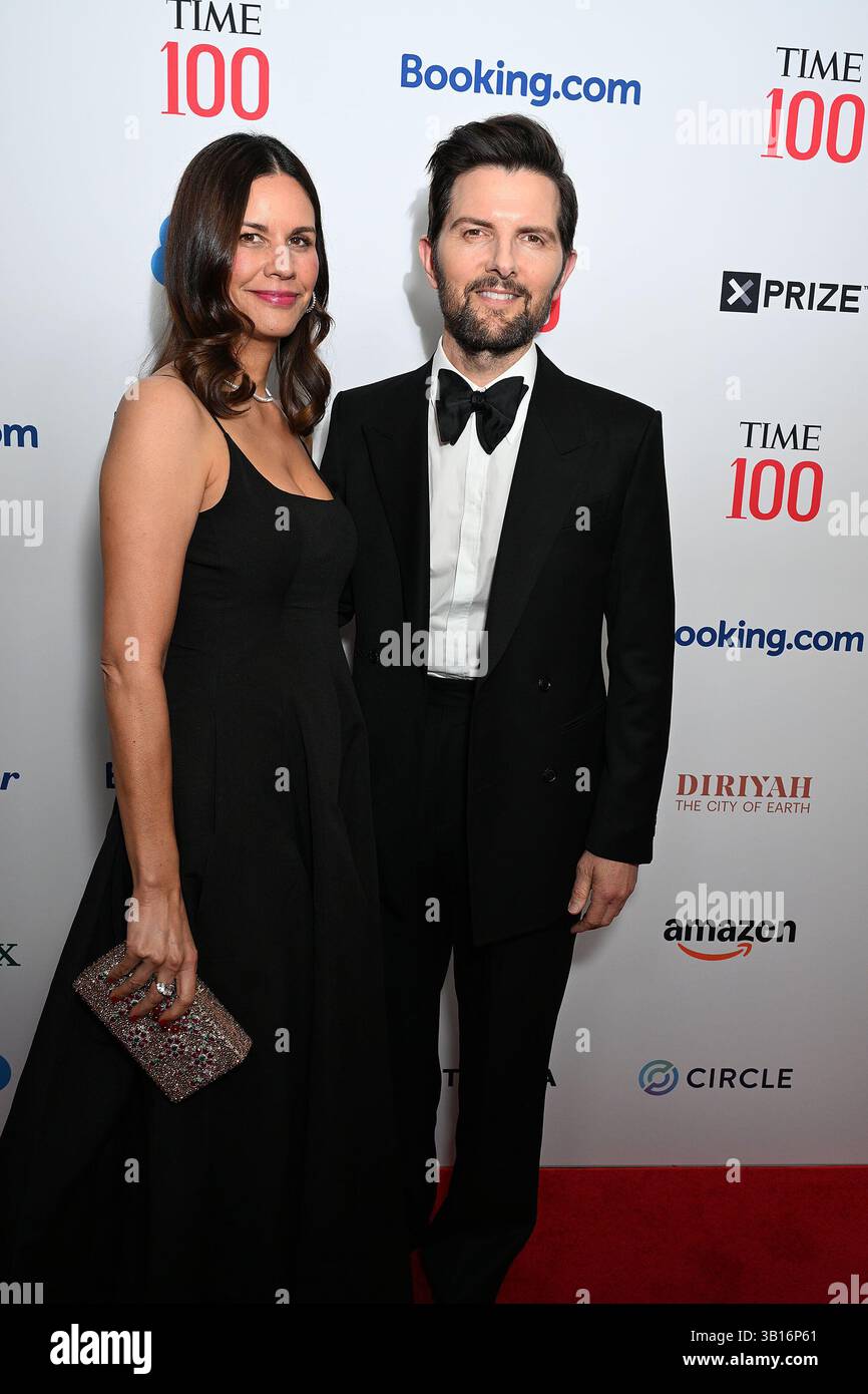Adam Scott and wife Naomi Scott attend the 2025 TIME 100 Most Influential People NYC Gala on ...