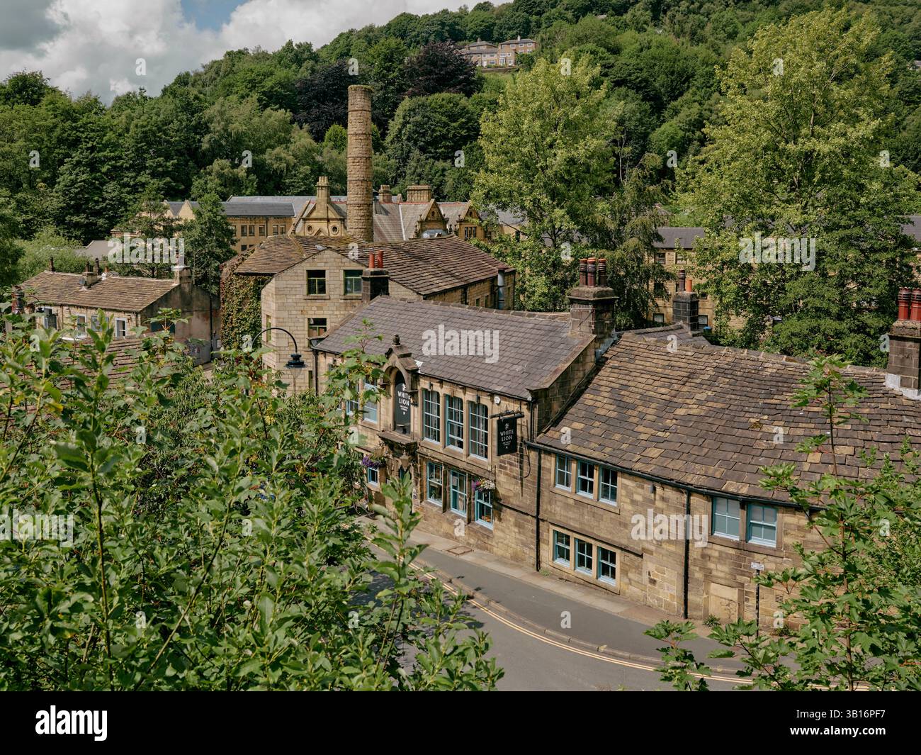 The summer architecture of Hebden Bridge, Calderdale, West Yorkshire ...