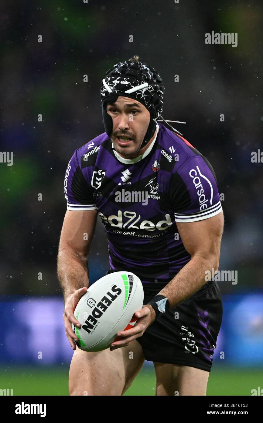 Nick Meaney of the Storm in action during the NRL Round 8 match between ...
