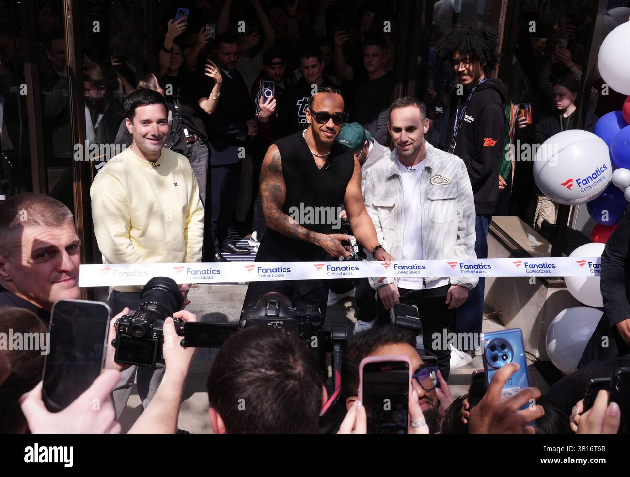 Lewis Hamilton and Fanatics founder Michael Rubin during the official ...