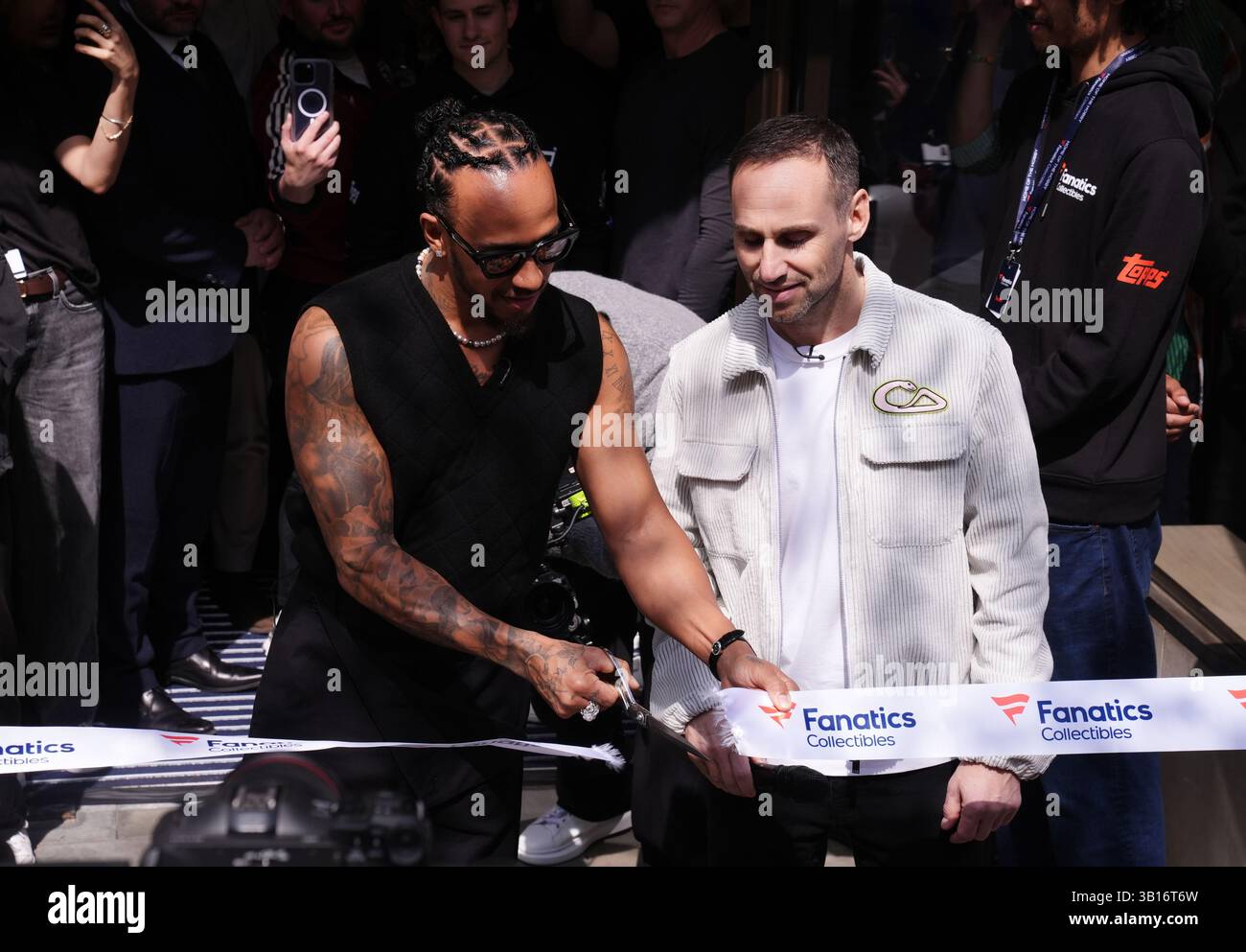 Lewis Hamilton and Fanatics founder Michael Rubin during the official ...