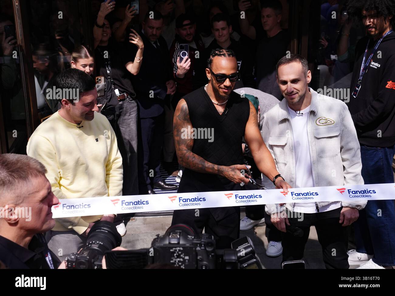 Lewis Hamilton and Fanatics founder Michael Rubin during the official ...