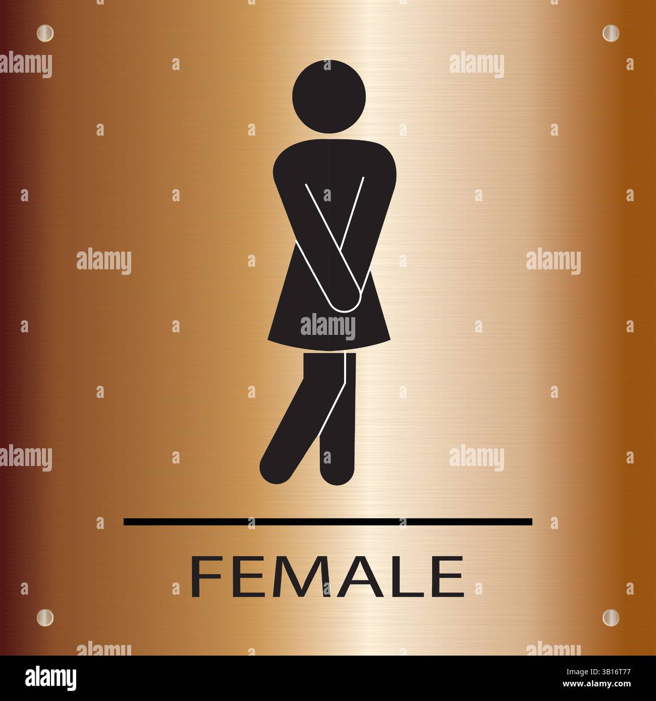 Female Restroom Sign with Copper Metallic Background Stock Vector Image ...
