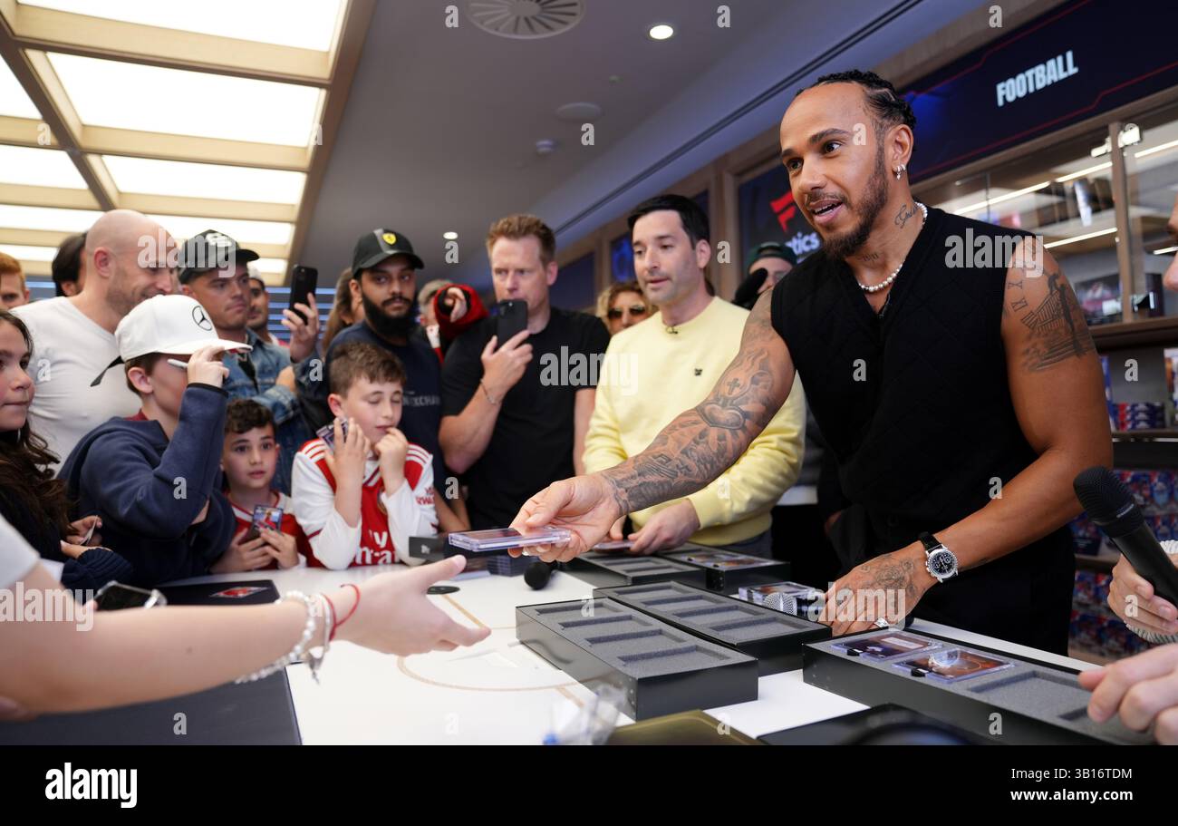 Lewis Hamilton during the official opening of the brand-new flagship ...